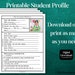Printable Student Profile Sheet | Instant Download, DIGITAL DOWNLOAD ...