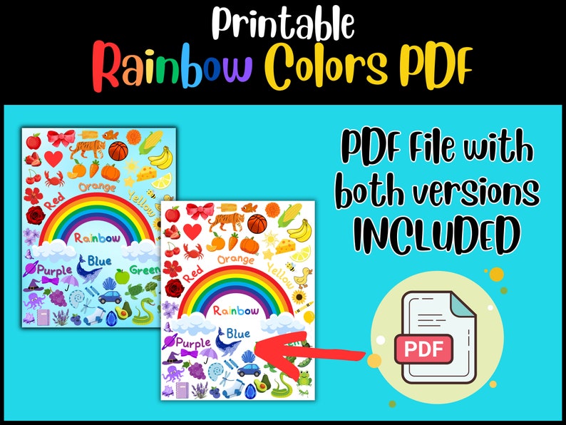 Printable Rainbow Colors PDF, Color Learning Printable, Instant Digital ...