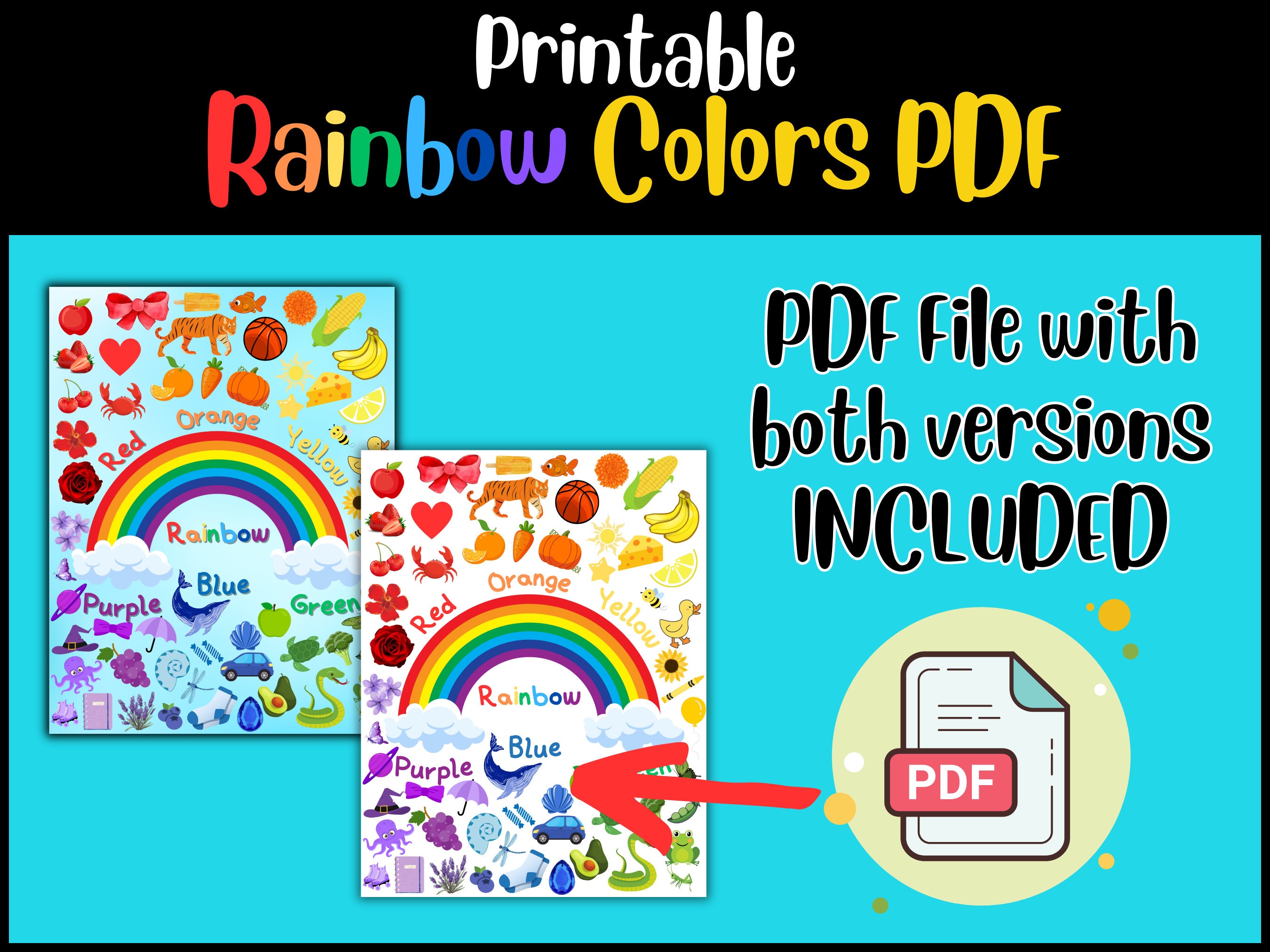 Printable Rainbow Colors PDF, Color Learning Printable, Instant Digital ...