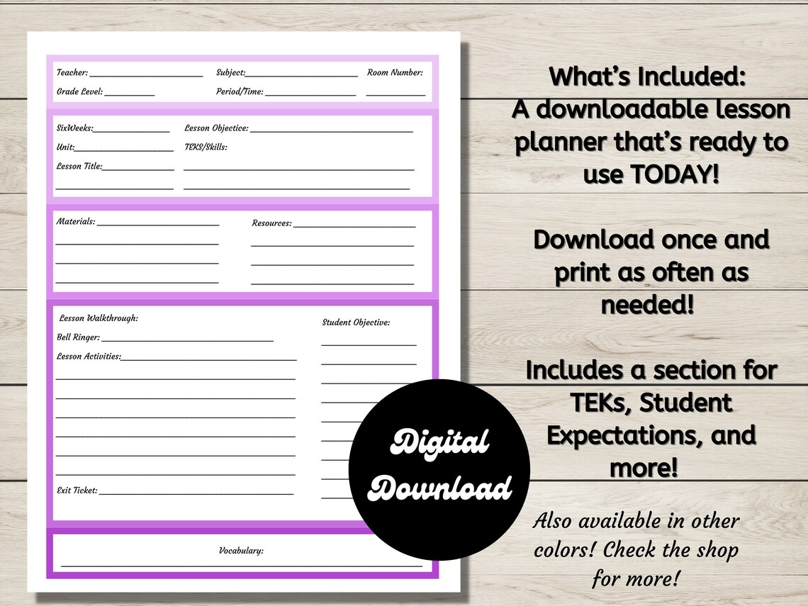 Lesson Planner Template for Texas Teachers | Printable and Digital ...