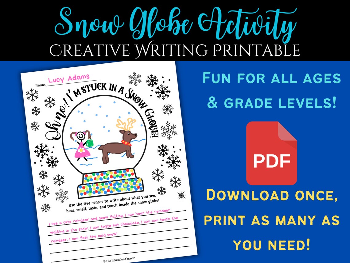 Snow Globe Creative Writing Printable | Christmas Printable | Holiday ...
