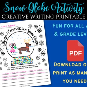 Snow Globe Creative Writing Printable | Christmas Printable | Holiday ...