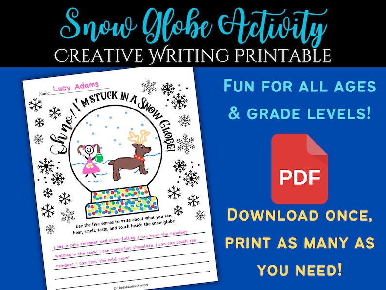 Snow Globe Creative Writing Printable | Christmas Printable | Holiday ...