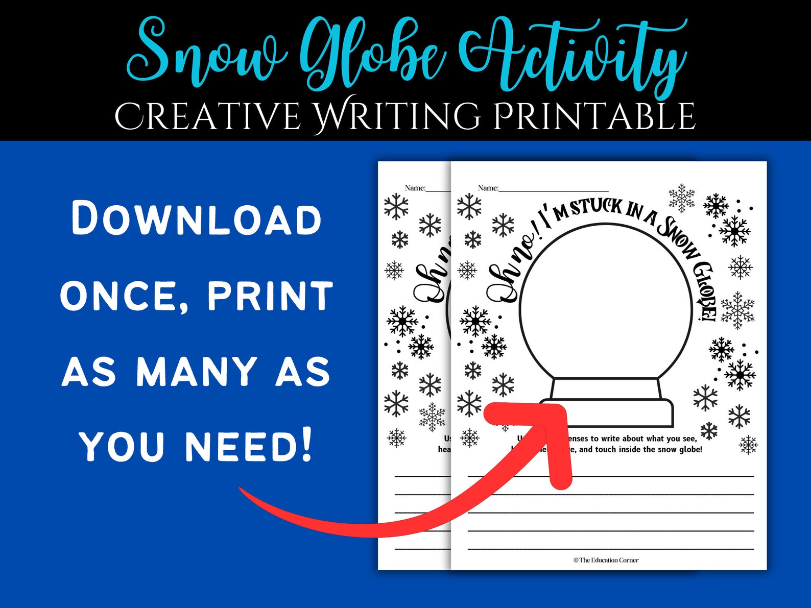 Snow Globe Creative Writing Printable | Christmas Printable | Holiday ...
