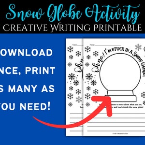 Snow Globe Creative Writing Printable | Christmas Printable | Holiday ...