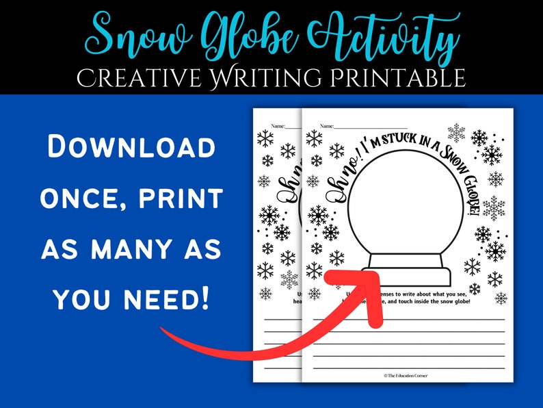 Snow Globe Creative Writing Printable | Christmas Printable | Holiday ...