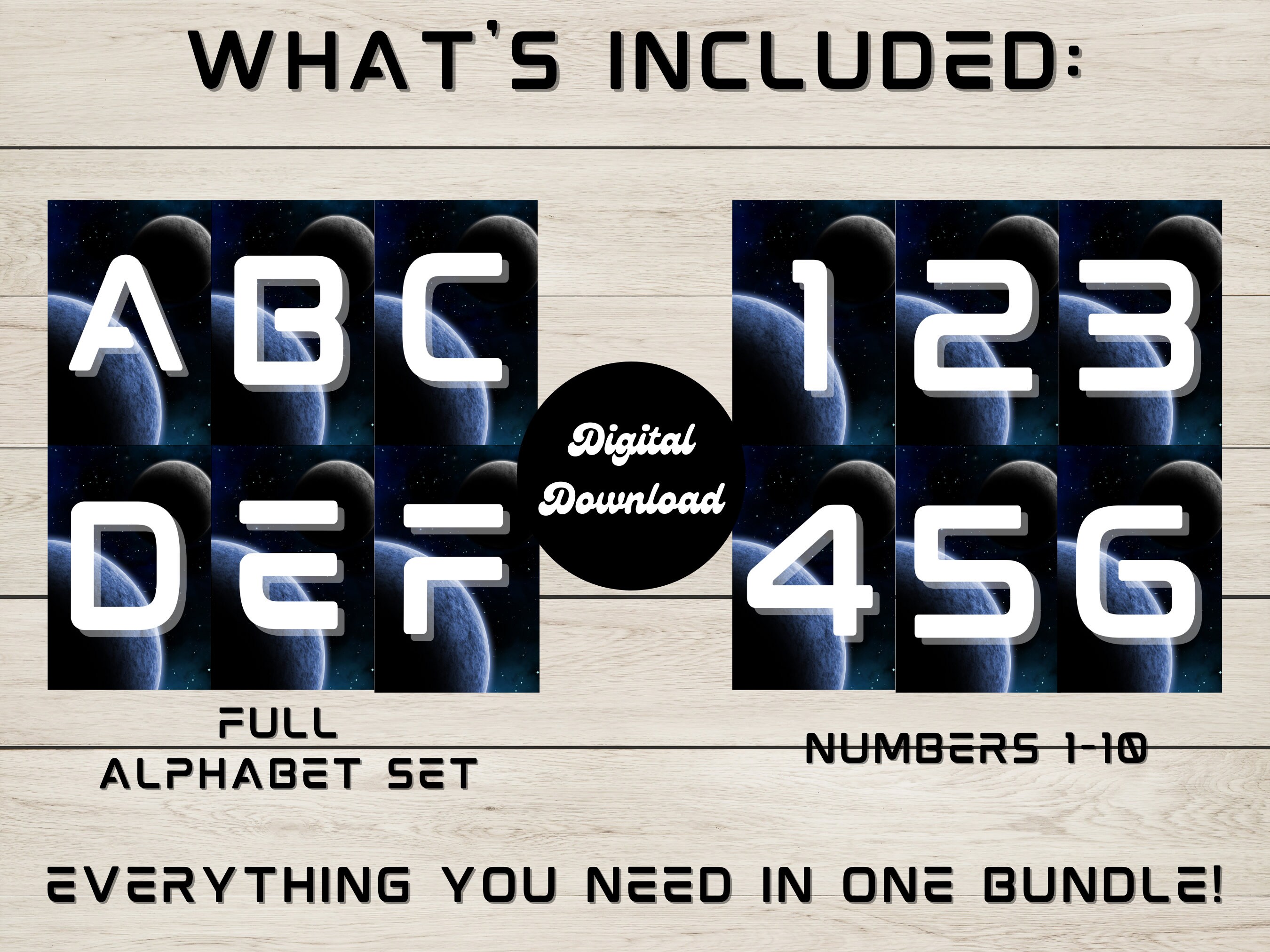 Space and Galaxy-themed Early Learning Pack Alphabet, Numbers, Days of ...