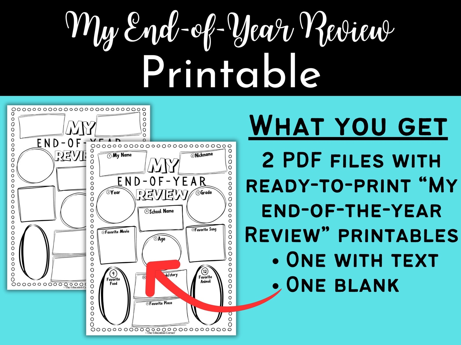 My End-of-year Review Printable | Year in Review Worksheet | New Year's ...