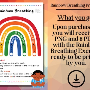 Rainbow Breathing Exercise Printable | Calm Down Poster | Anxiety ...