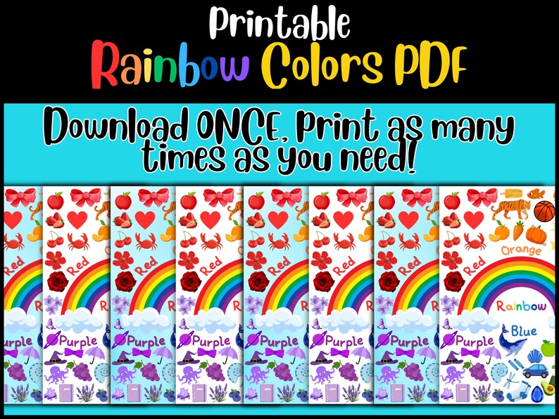 Printable Rainbow Colors PDF, Color Learning Printable, Instant Digital ...