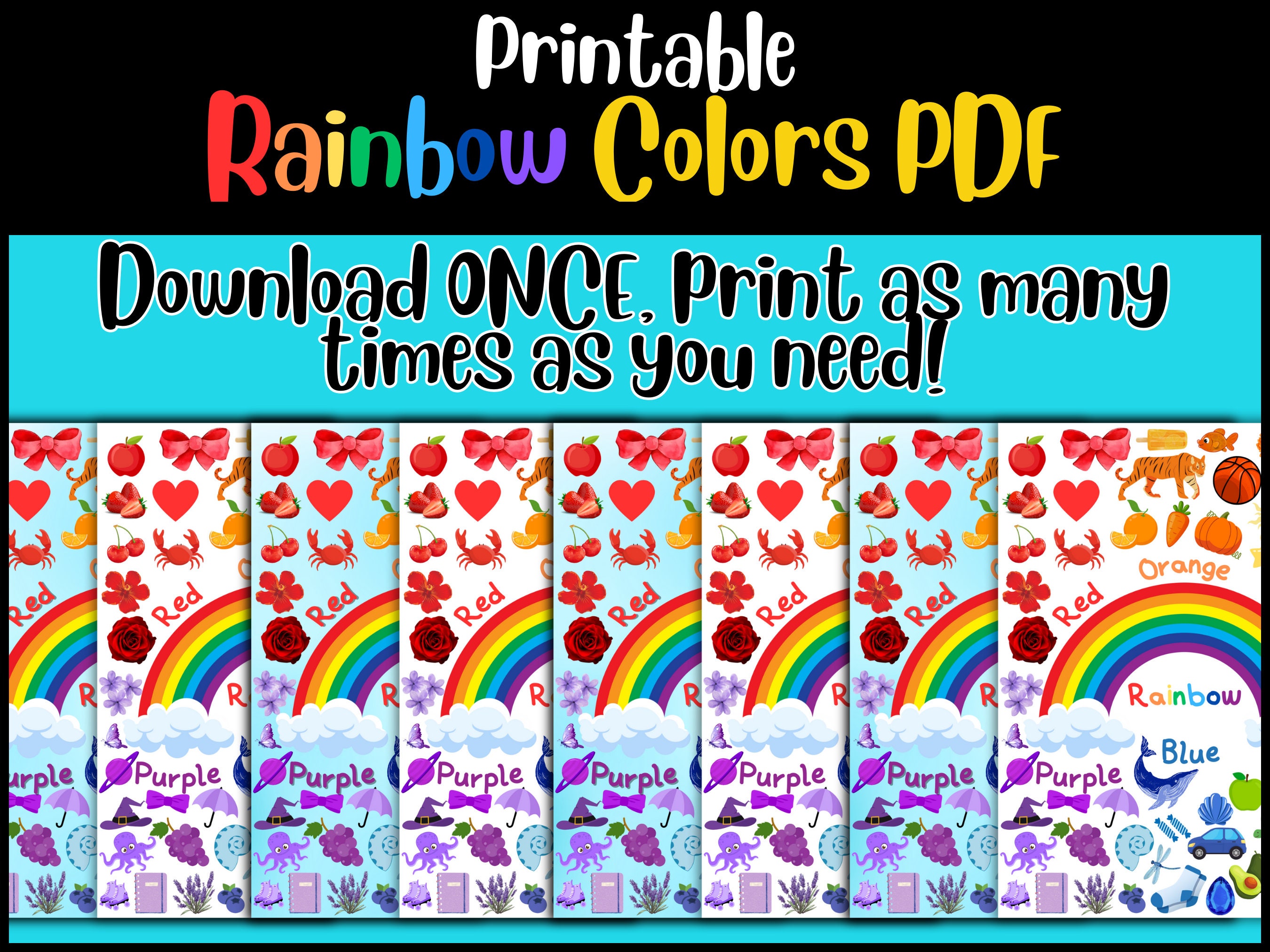 Printable Rainbow Colors PDF, Color Learning Printable, Instant Digital ...