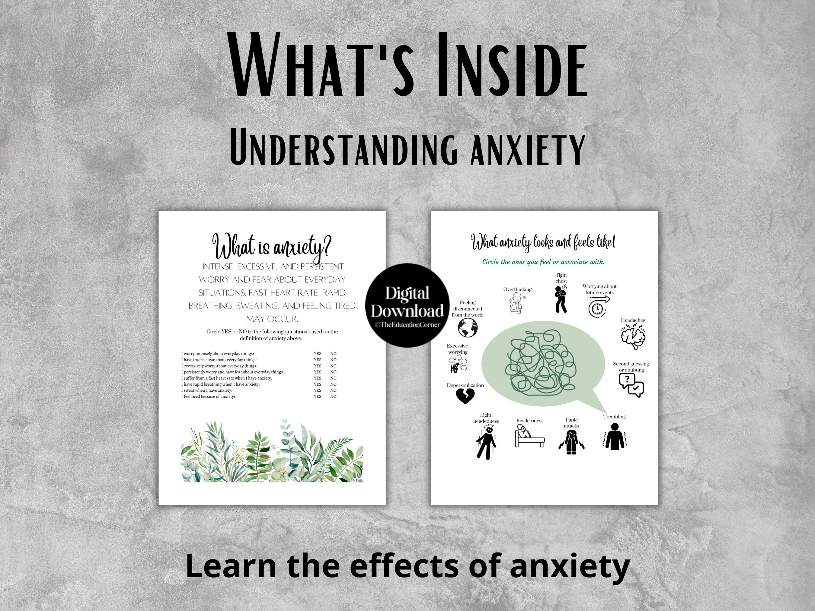 Anxiety Workbook | Mental Health Workbook | Printable Worksheets ...