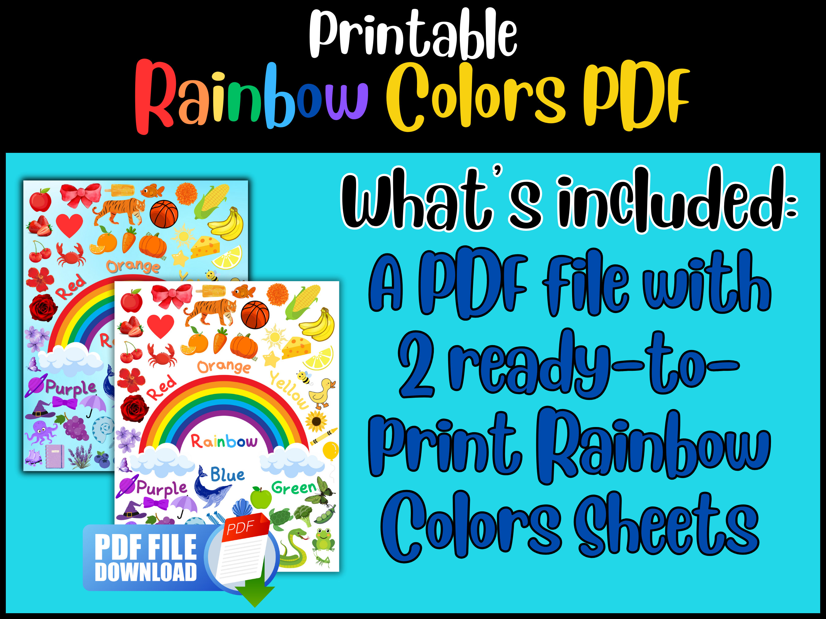 Printable Rainbow Colors PDF, Color Learning Printable, Instant Digital ...
