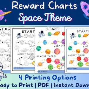 Reward Chart Printable for Kids | 4 Versions | Space-themed | Behavior ...