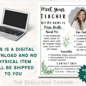 Meet Your Teacher Printable | Ready to Edit | Editable Template ...