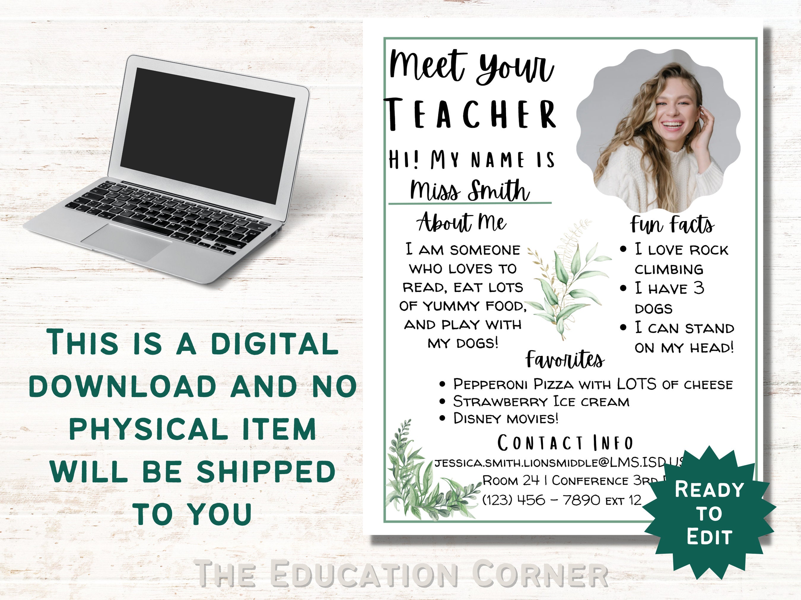 Meet Your Teacher Printable Ready to Edit Editable Template Resource ...