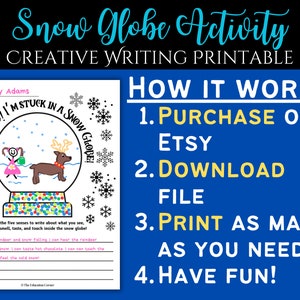 Snow Globe Creative Writing Printable | Christmas Printable | Holiday ...