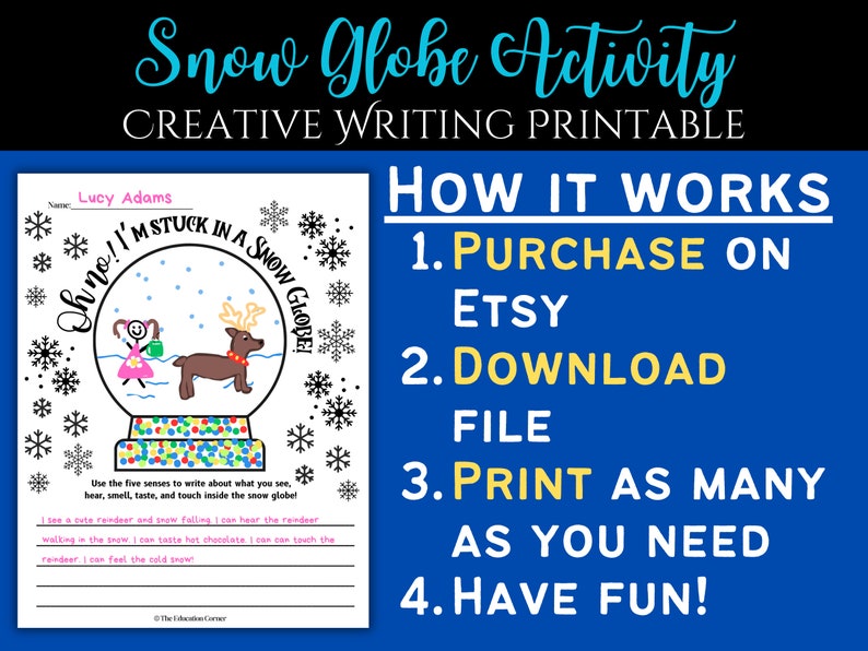 Snow Globe Creative Writing Printable | Christmas Printable | Holiday ...
