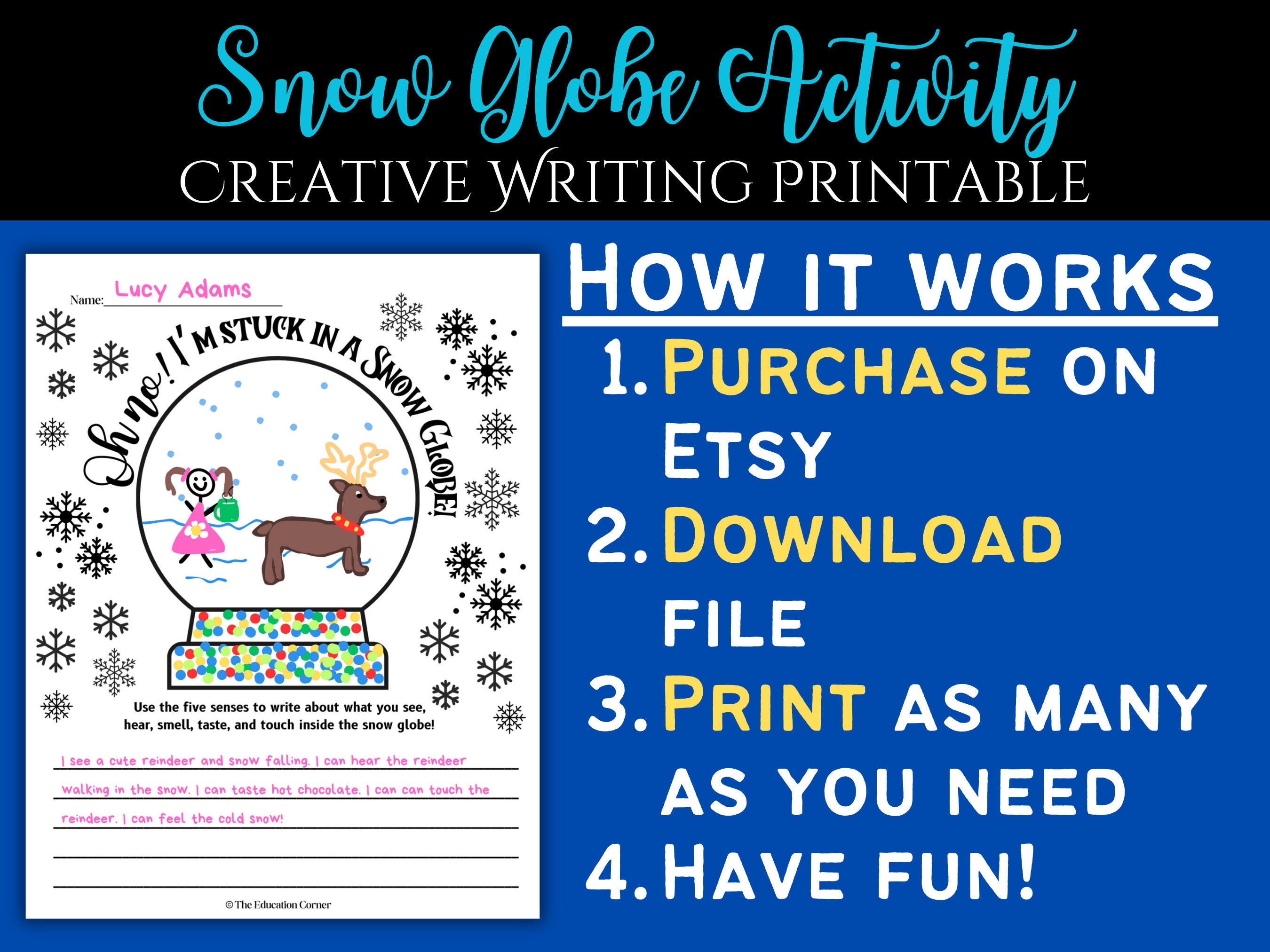 Snow Globe Creative Writing Printable | Christmas Printable | Holiday ...