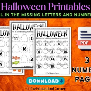 Halloween Printables - Fill-in the Missing Letters and Numbers | PDF ...