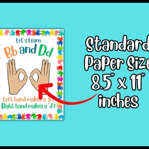 Bb and Dd Printable Anchor Chart for Preschool, Elementary, Homeschool ...