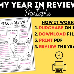 My Year in Review Printable | New Years Worksheet | Printable Activity ...