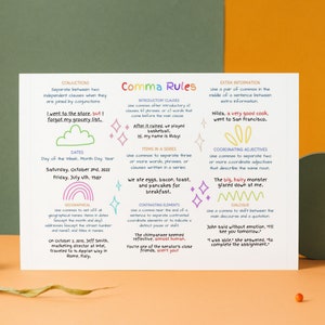 Comma Rules Anchor Chart Printable and Digital Middle - Etsy