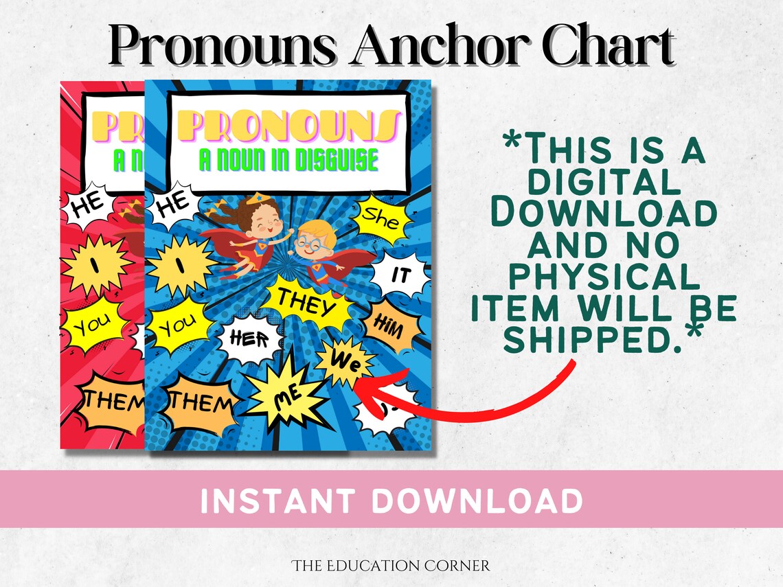 Printable Pronouns Anchor Chart | Print and Digital, Pronouns in ...
