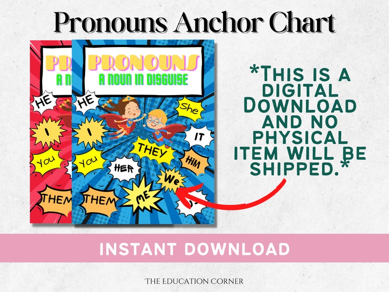Printable Pronouns Anchor Chart | Print and Digital, Pronouns in ...