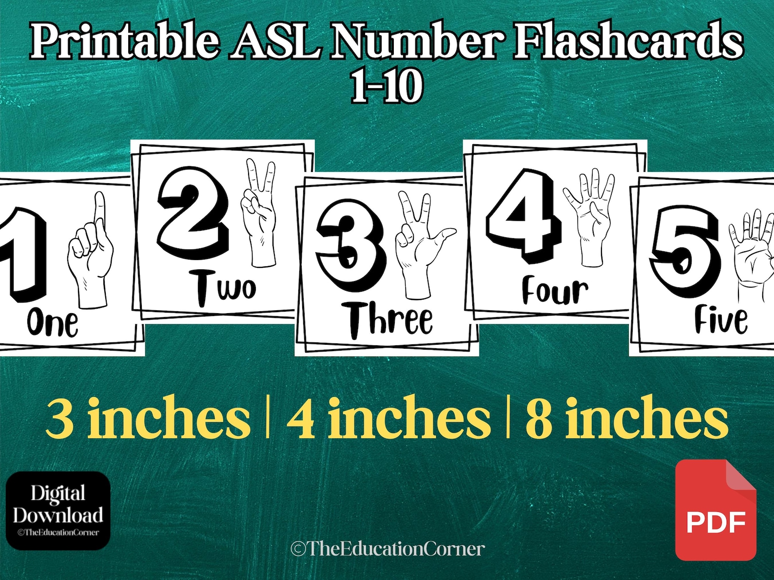 Printable ASL Number Flashcards for 1-10 | Early Education | Preschool ...