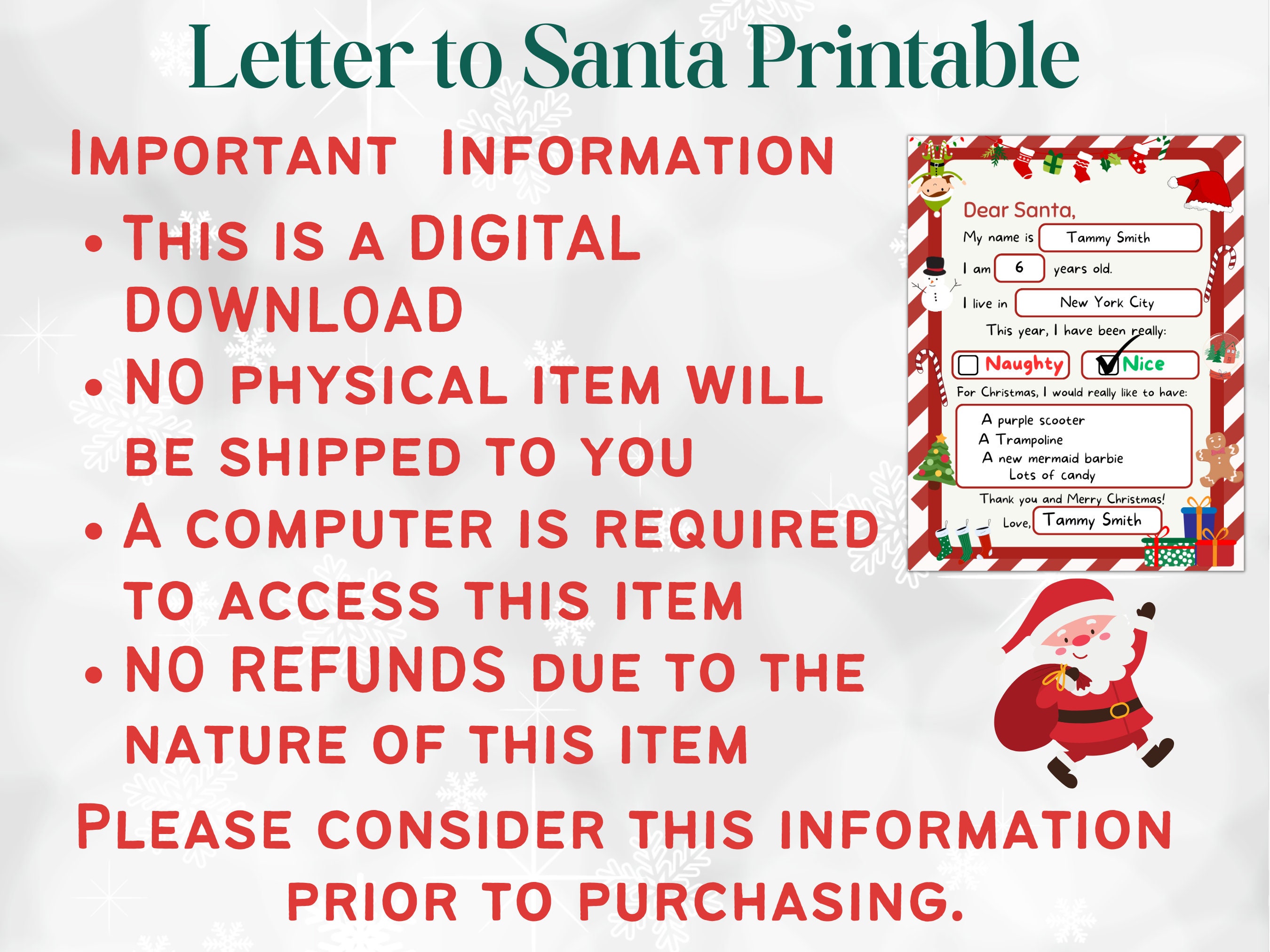 Letter to Santa Printable, Dear Santa Letter, Christmas Activities ...