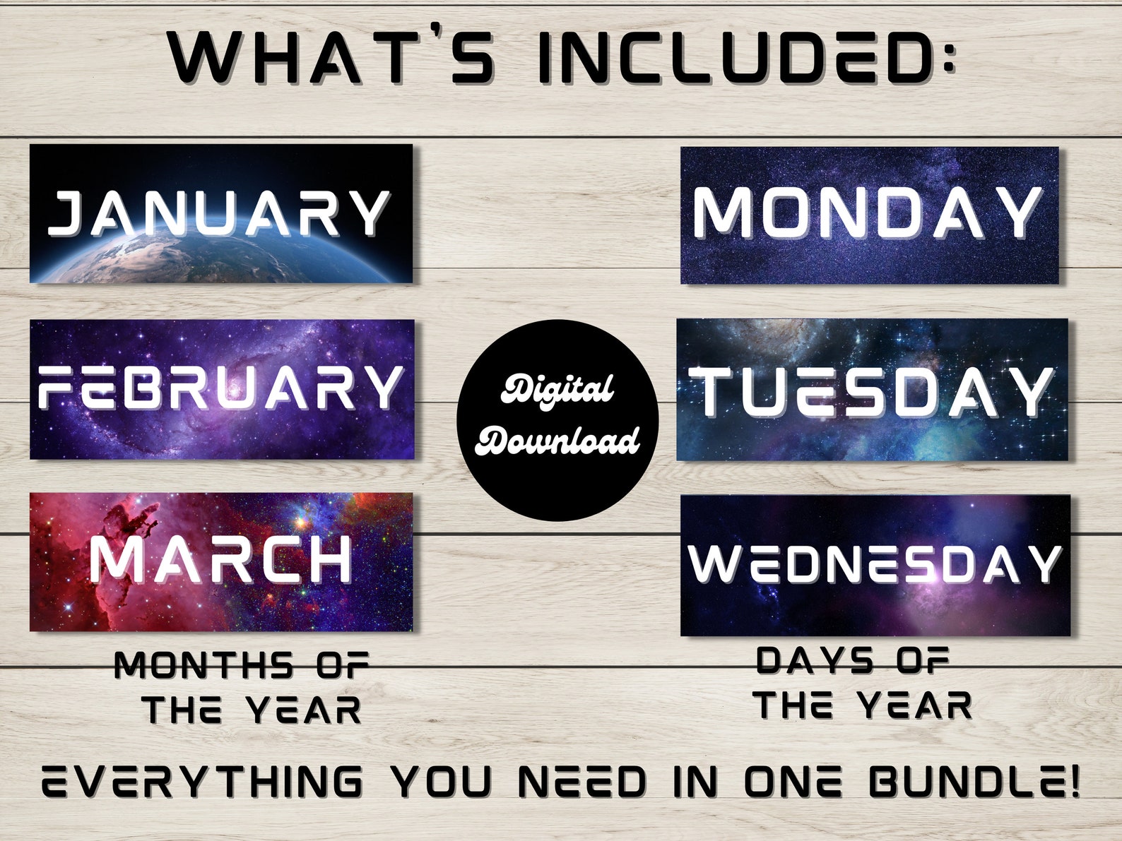 Space and Galaxy-themed Early Learning Pack | Alphabet, Numbers, Days ...