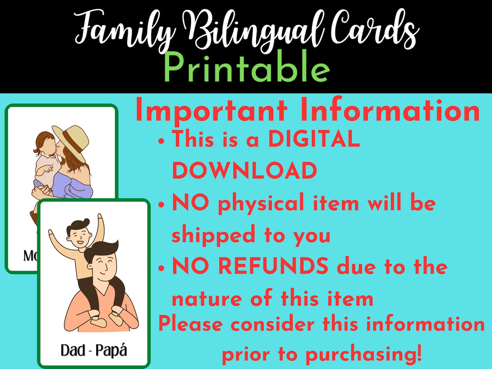 Bilingual Flashcards for Family | Flashcards Bilingües Para La Familia ...
