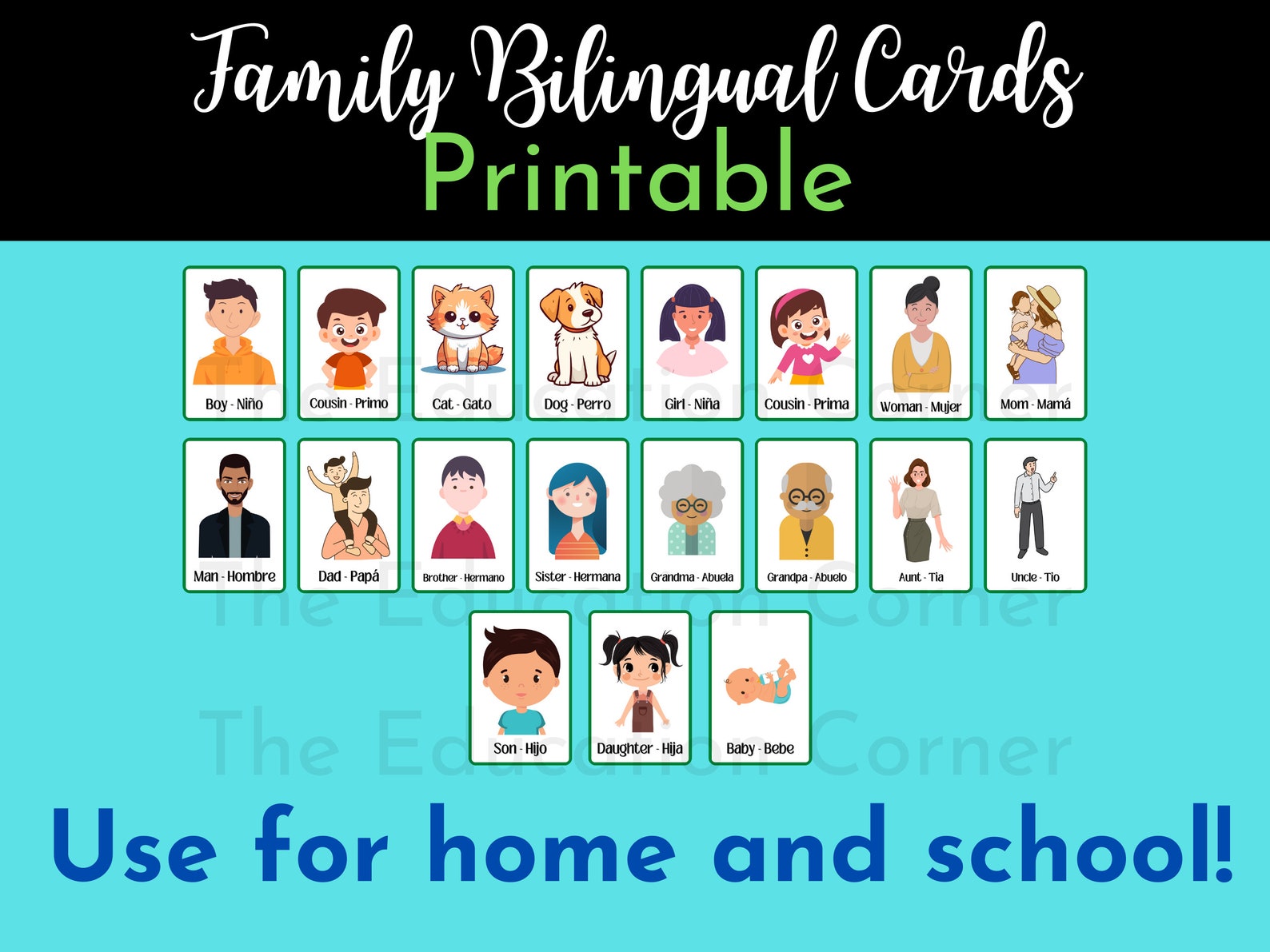 Bilingual Flashcards for Family | Flashcards Bilingües Para La Familia ...