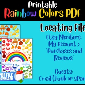 Printable Rainbow Colors PDF, Color Learning Printable, Instant Digital ...