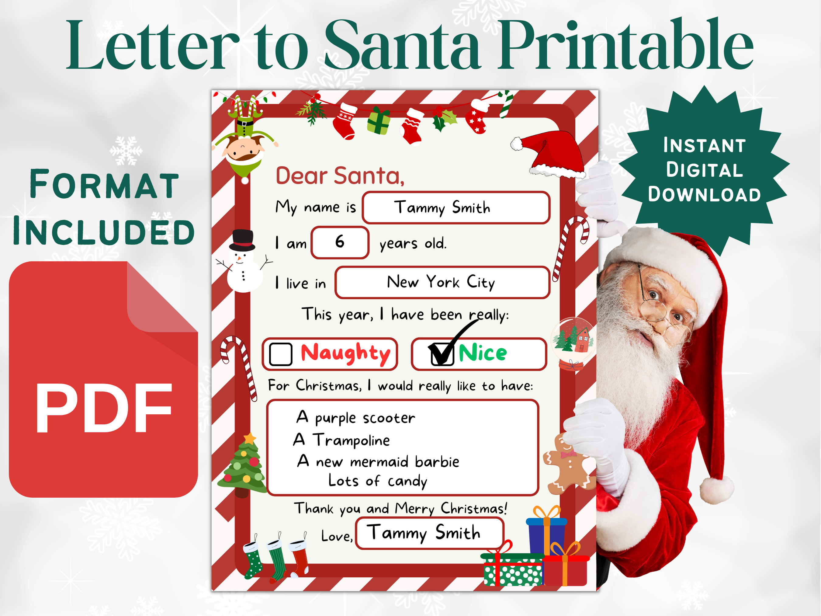 Letter to Santa Printable, Dear Santa Letter, Christmas Activities ...