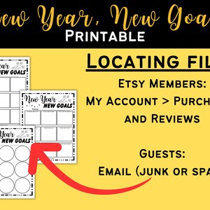 New Year, New Goals Printable Worksheet, New Year's Resolutions ...