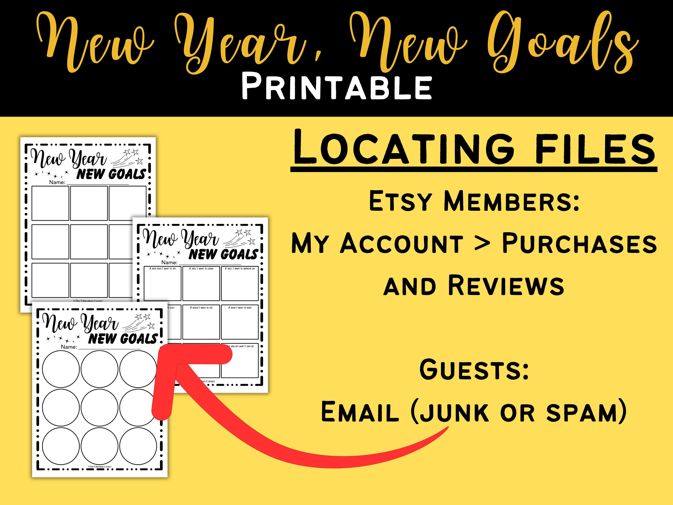New Year, New Goals Printable Worksheet, New Year's Resolutions ...