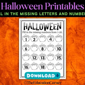 Halloween Printables - Fill-in the Missing Letters and Numbers | PDF ...