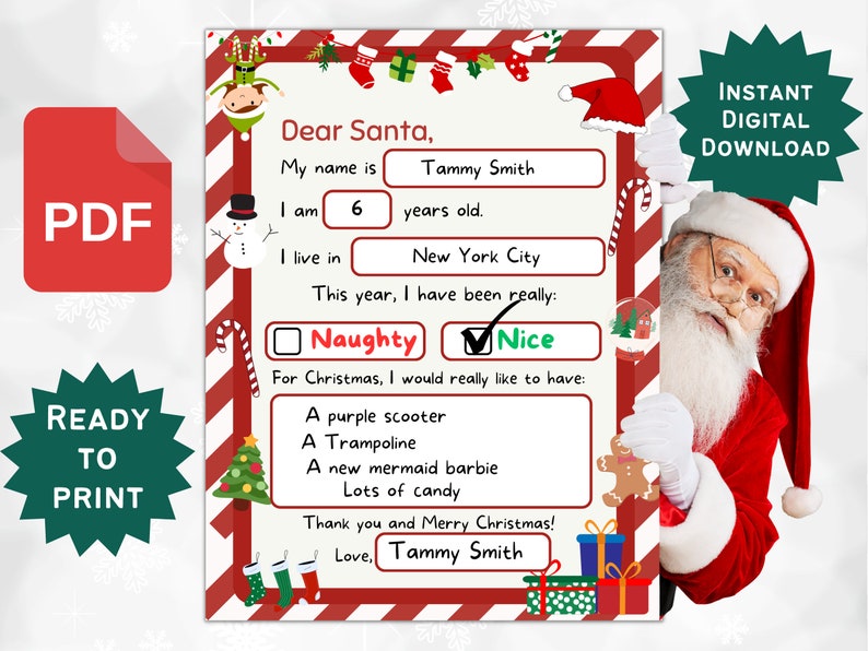 Letter to Santa Printable, Dear Santa Letter, Christmas Activities ...