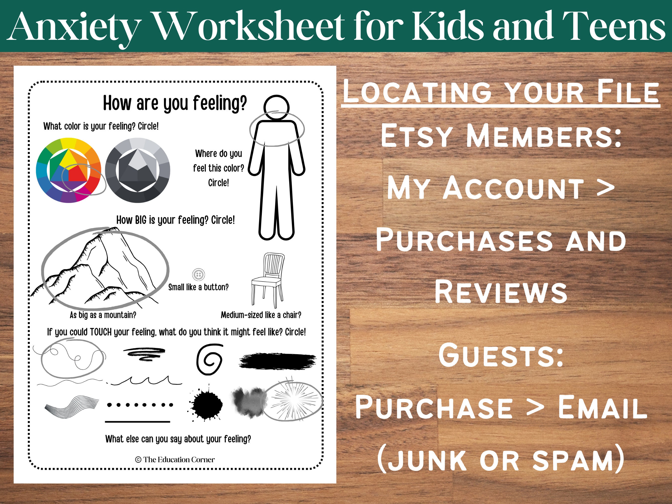 Anxiety Worksheet for Kids and Teens, Printable Download, Instant ...