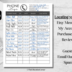 Phone Logs for Teachers | Educator Documentation | Download and Print ...