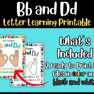 Bb and Dd Printable Anchor Chart for Preschool, Elementary, Homeschool ...