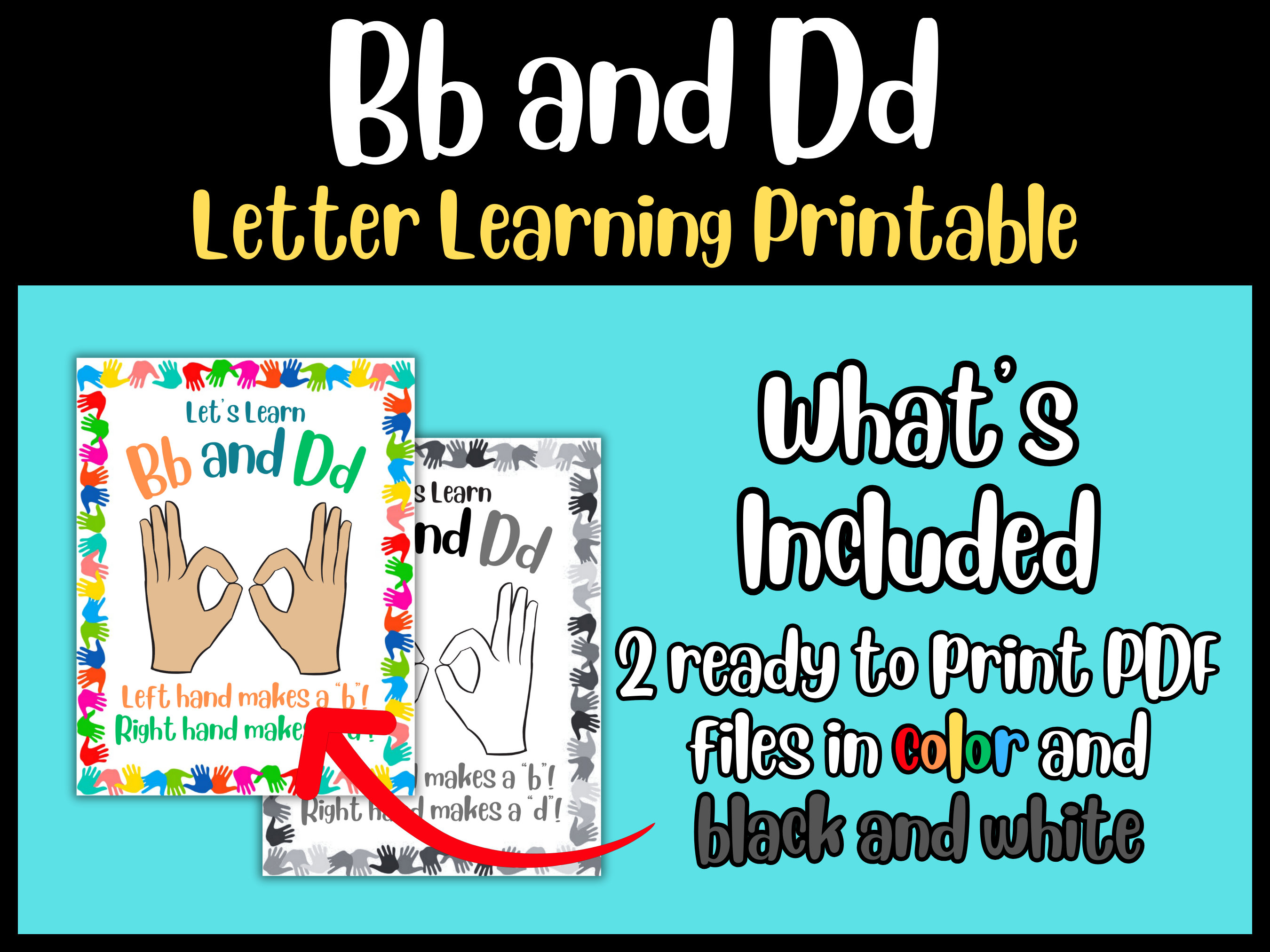 Bb and Dd Printable Anchor Chart for Preschool, Elementary, Homeschool ...