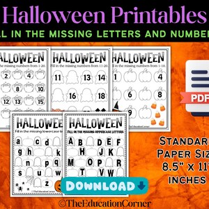 Halloween Printables - Fill-in the Missing Letters and Numbers | PDF ...