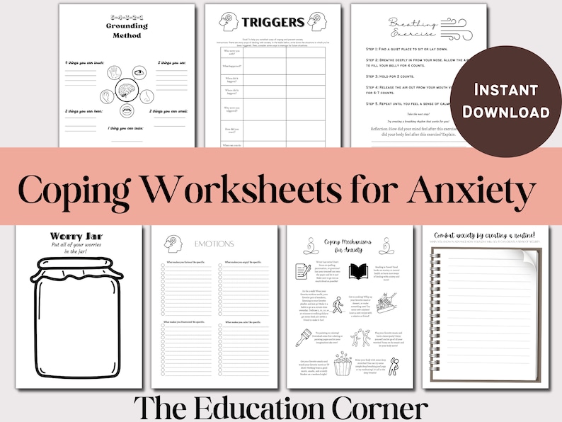 Anxiety Worksheets | Mental Health Worksheets | PDF Printable | Instant ...
