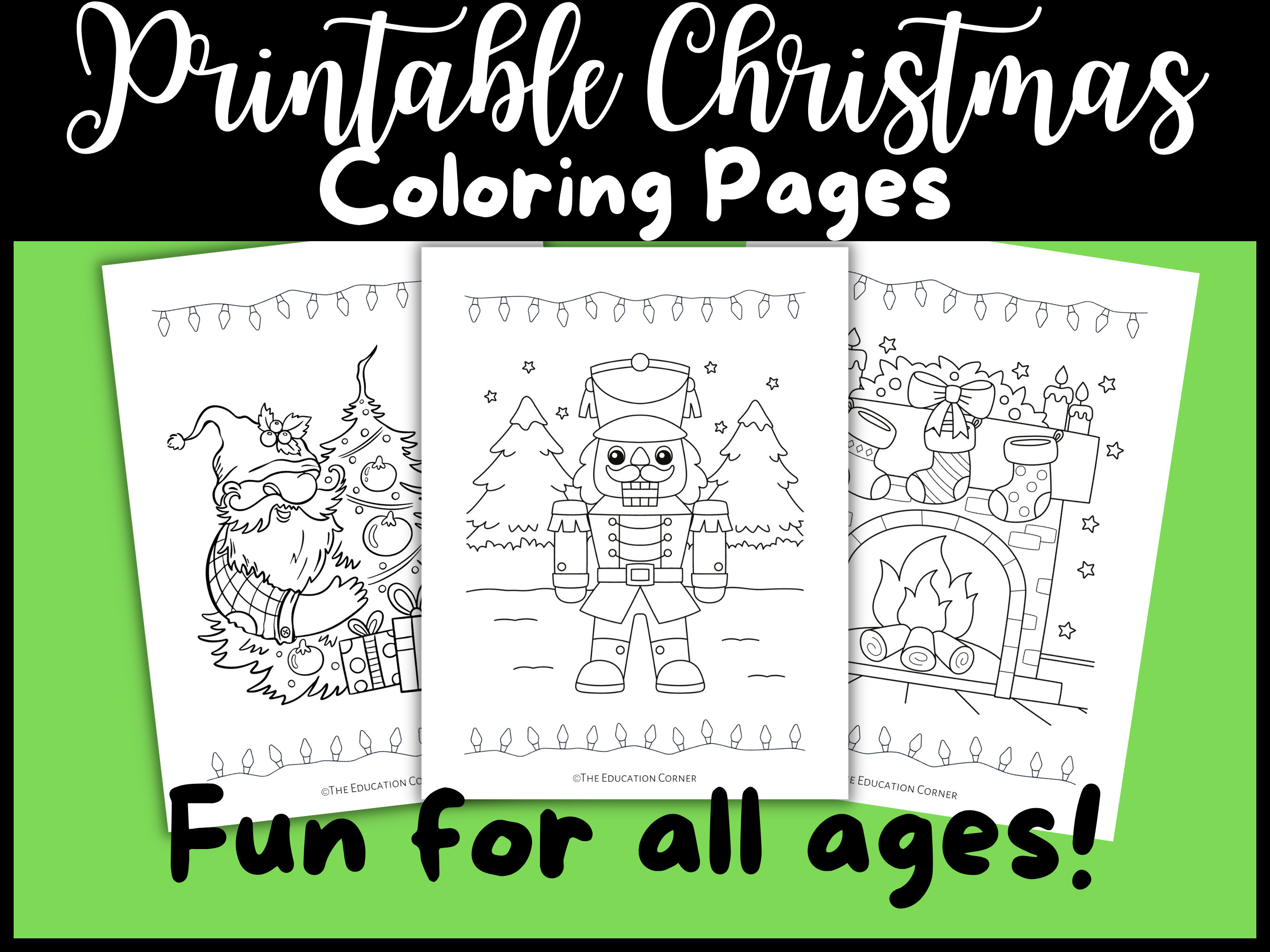 Christmas Coloring Pages for Kids and Adults, Digital Christmas ...