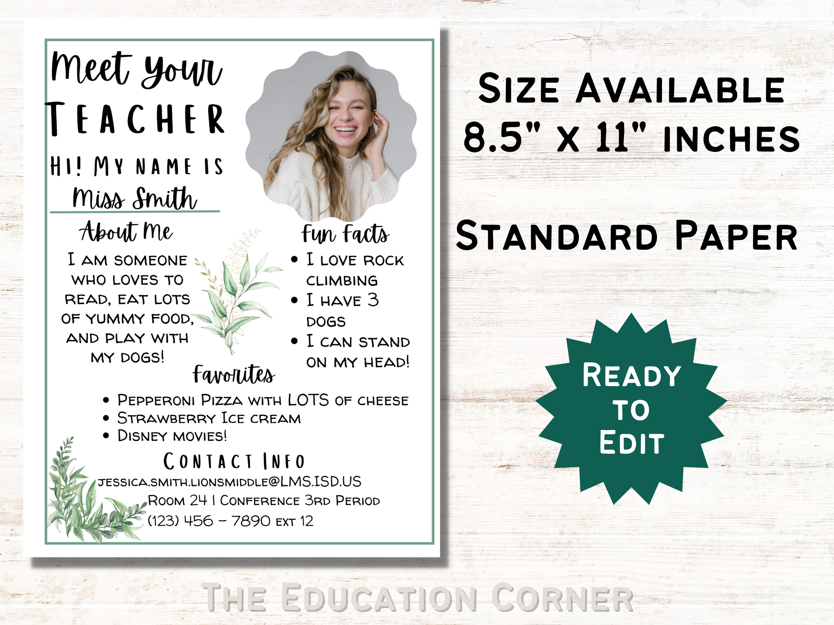 Meet Your Teacher Printable Ready to Edit Editable Template Resource ...