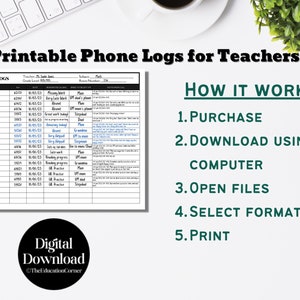 Phone Logs for Teachers | Download and Print | Download Once, Print ...