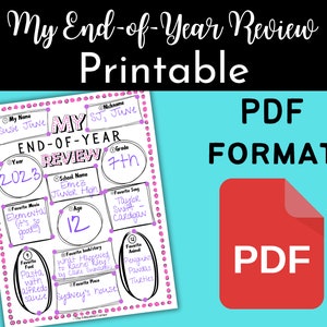 My End-of-year Review Printable | Year in Review Worksheet | New Year's ...
